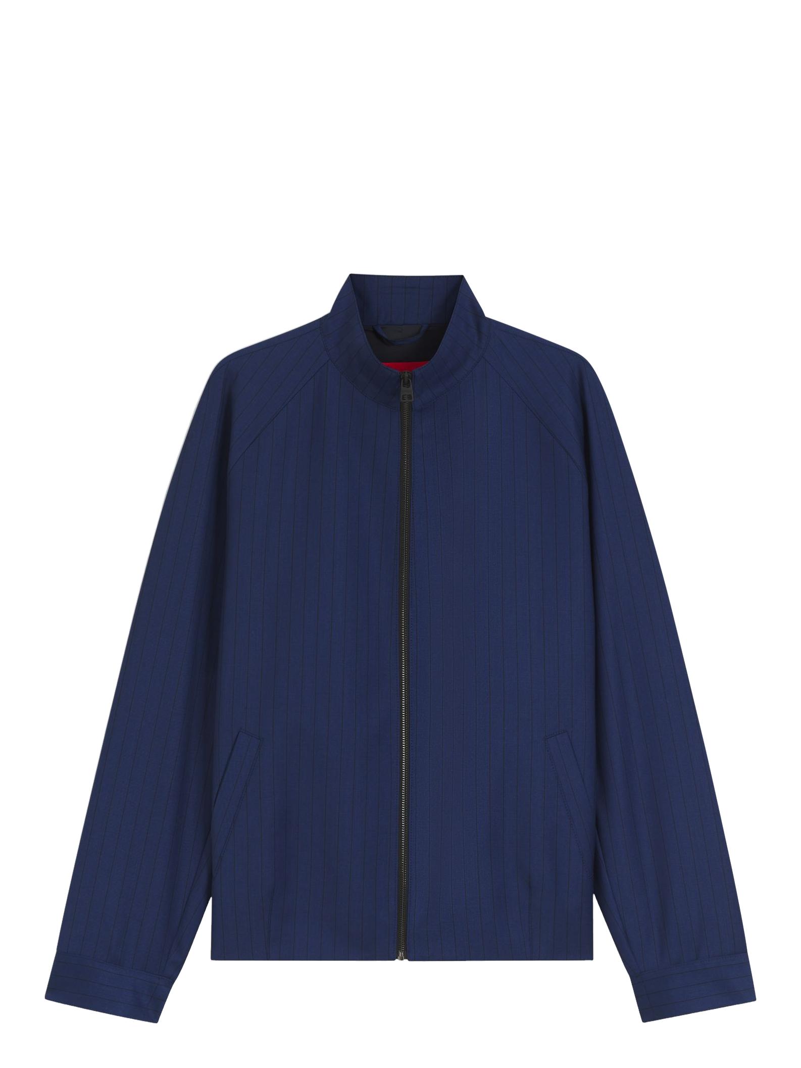 HUGO HUGO Slim-Fit Chalk-Striped Virgin Wool Zip-Up Jacket